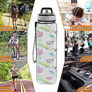 xigua Ladybug Water Bottle with Straw Lid,32 oz Leakproof Sport Water Bottle with Wide Handle for Gym,Cycling,School,Travel