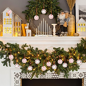 Yuxung 24 Pieces Christmas Peppermint Felt Ornaments Christmas Tree Hanging Peppermint Candy Mini Decorations for Home Party Favors Crafts Holiday Winter