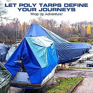 TARPATOP Multi-Purpose Waterproof Heavy Duty Poly Tarp - 12X12 Large Blue Tarp with Grommets Every 3ft - Rot, Rust, and UV Resistant, Weatherproof Tarp Covers for Camping, Farming, Vehicles, and More