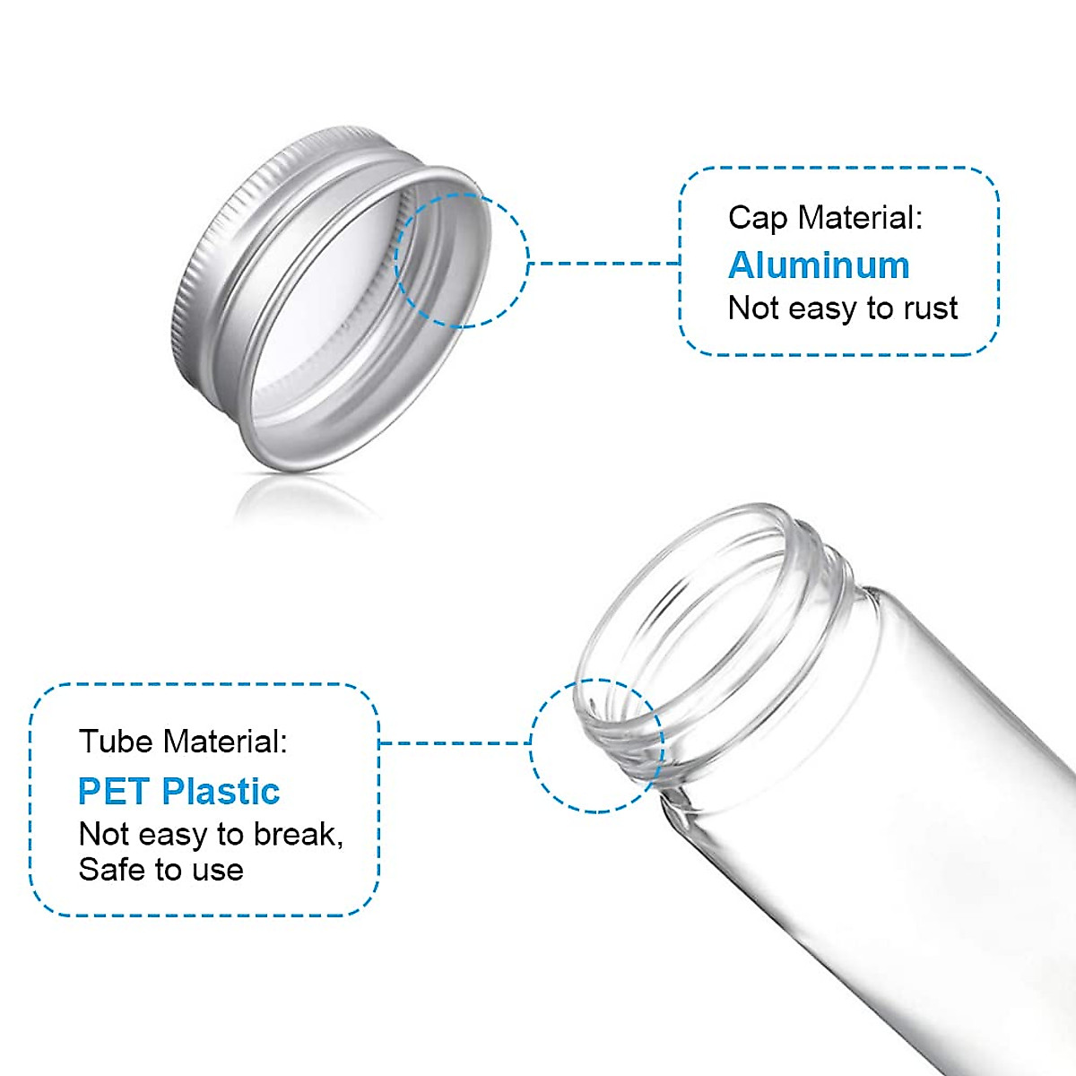 20 Pcs 115ml Test Tubes,Clear Clear Plastic Test Tubes with Caps for Candy,Bath Salts,Spices,Dried Flowers and Party Decor