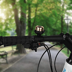 Emoly Bike Bell, 4 Pack Premium Bicycle Bell, Brass Bike Bells for Adults and Kids - Crisp Loud Melodious Sound - Bicycle Bells for Road Bike, Mountain Bike (Gold&Silver)