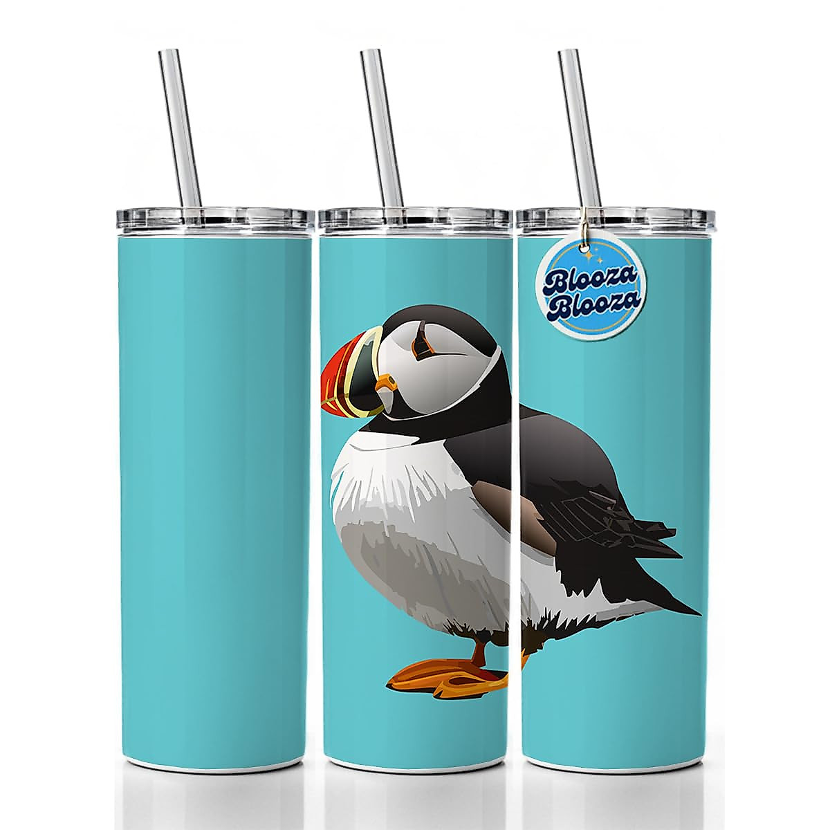 Puffin Seabird Bird Skinny Tumbler 20oz with Straw Insulated Water Bottle Gift