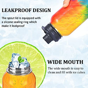 WEREWOLVES 32oz Personalized Insulated Water Bottle with Straw & Spout Lid,Stainless Steel Metal Bottles, Vacuum Leak Proof Wide Mouth Bottles for Adults (Sizzling Ripples-without Handle, 32oz)