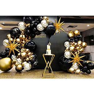 FOTIOMRG Black and Gold Balloons Garland Arch Kit, 5 10 12 18inch Black Gold Confetti Latex Balloons for 2024 Graduation Decorations Anniversary Birthday Party Decorations