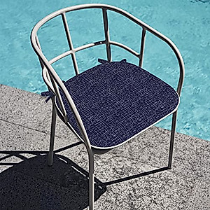 Melody Elephant Outdoor Chair Cushions Set of 2, Water Resistant Patio Chair Pads with Ties, Seat Cushions for Home Garden Furniture Decoration, 16"x17", Rave Indigo