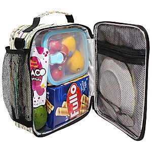 Pfrewn Dinosaur Lunch Box Alphabets With Dinosaurs Lunch Bag Insulated Reusable Cooler Meal Prep Bags Dino Animals Lunch Tote with Shoulder Strap for School Kids Boys Teens Office Adults