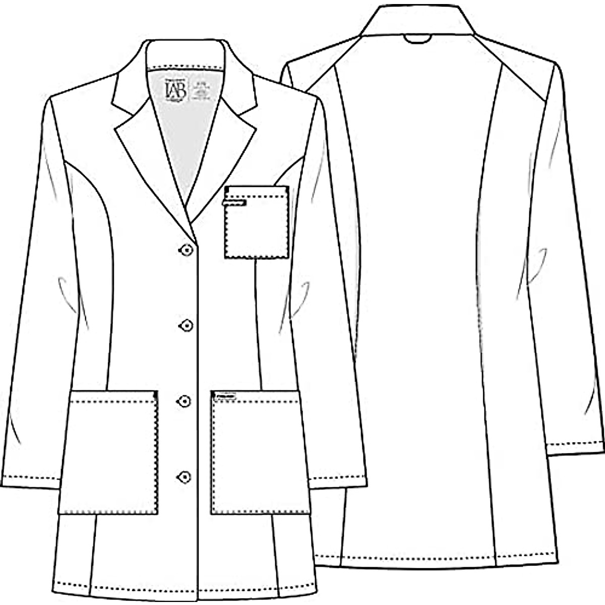Cherokee White Lab Coat for Women with Notched Lapels with Button Closure and 3 Pockets CK452, M, White