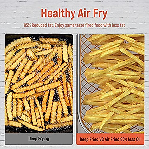 Air Fryer Toaster Oven Combo, Fabuletta 10-in-1 Countertop Convection Oven, Oil-Less Air Fryer Oven Fit 13" Pizza, 9 Slices Toast, 5 Accessories, 1800W, Dehydrate, Reheat, Bake (Black)