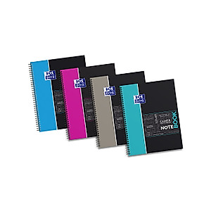 Oxford 400037407 Notebook Study Pack of 5 with 4 Colours Digital College Pad A4+ Lined 80 Sheets