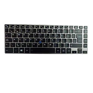 Laptop Replacement Keyboard Compatible with TOSHIB-A Tecra Z40-A Z40AK Z40AB Z40B Z40T-A Gray Frame US Black with Point Backlight