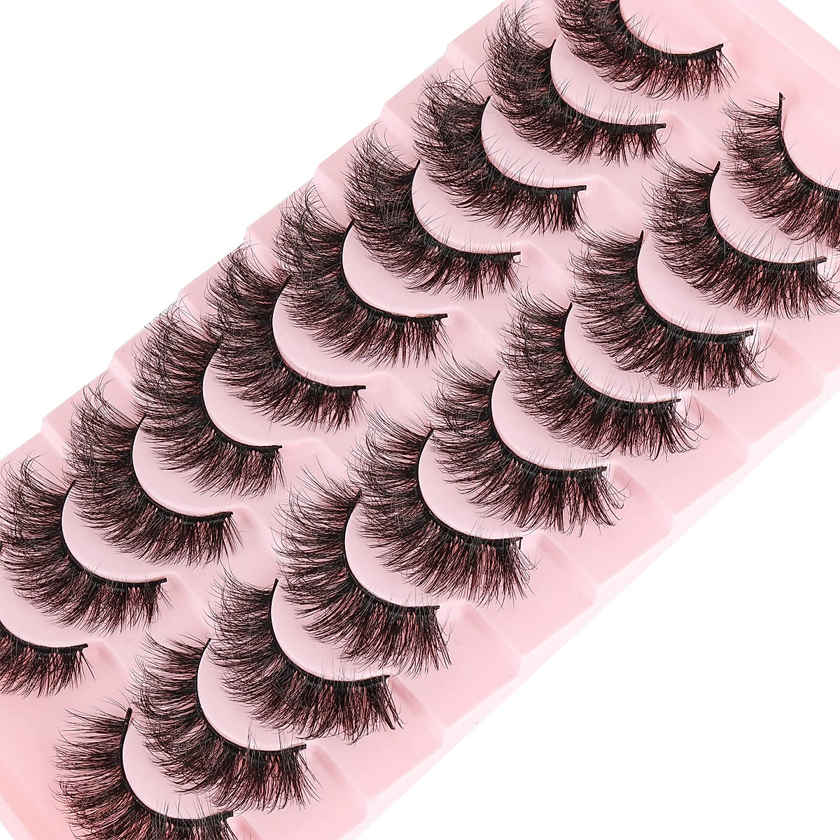 MilyBest Lashes False Eyelashes Faux Mink Cat Eye Lashes Fluffy Pestañas Postizas Wispy D Curl Volume Lashes Look Like Extension Pack Fake Eyelashes 10 Pairs
