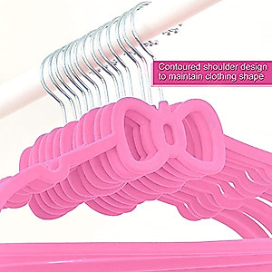 Kids Velvet Hangers (13" - 30 Pack) - Baby Clothes Hangers with Light Pink Bow Design for Ages 4-12 -Toddler Hangers- Small Hangers - Baby Hangers Velvet & Baby Felt Hangers(Light Pink)
