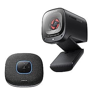 Anker PowerConf C200 2K USB Webcam & Anker PowerConf S3 Bluetooth Speakerphone Home Office Bundle, Look Bright in Low Light, Built-in Privacy Cover, App Control, Bluetooth 5, USB C Conference Speaker
