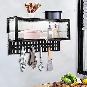 EurHomePlus Wall Cabinet Balcony Kitchen Wall Cabinet Living Room Bedroom Storage Cabinet Flip-Up Door Wall Cabinet Wall-Mounted Locker, Black