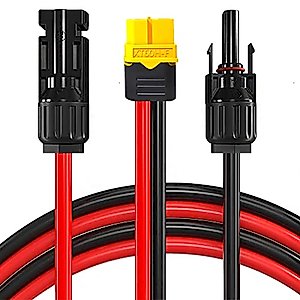 iHaospace Solar Connector to XT60 Cable,12AWG 2FT XT60 Adapter Extension Charger Cable Compatible with Ecoflow Delta 2 River 2 Pro Mini / EB55 Power Station Solar Panel Solar Generator