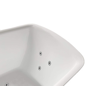 DKB Evian Jetted Whirlpool Tub in White, Deep Soaking Comfort, Hydro- Massage System 14 Whirlpool Jets & Adjustable Air Bubble Infusion, Center Drain, Handheld Shower