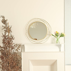 ironsmithn Wall Mirror Mounted Round Decorative Mirrors Circle for Bathroom Vanity, Living Room or Bedroom 26.8” x26.8” (Gold)