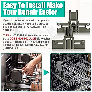 UPGRADED W10350375 Dishwasher Top Rack Adjuster Parts Replacement for Whirlpool Dishwasher Parts WDT730PAHZ0 WDT750SAHZ0 WDTA50SAHZ0 WDT970SAHZ0 Upper Rack Parts,Fits Kenmore Dishwasher Top Rack Parts