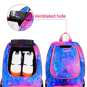 MATEIN Basketball Bag, Sturdy Soccer Bag with Ball Holder & Shoe Compartment, Large Basketball Backpack for Training Equipment, Water Resistant Sports Ball Bags Fits Volleyball Football, Colorful