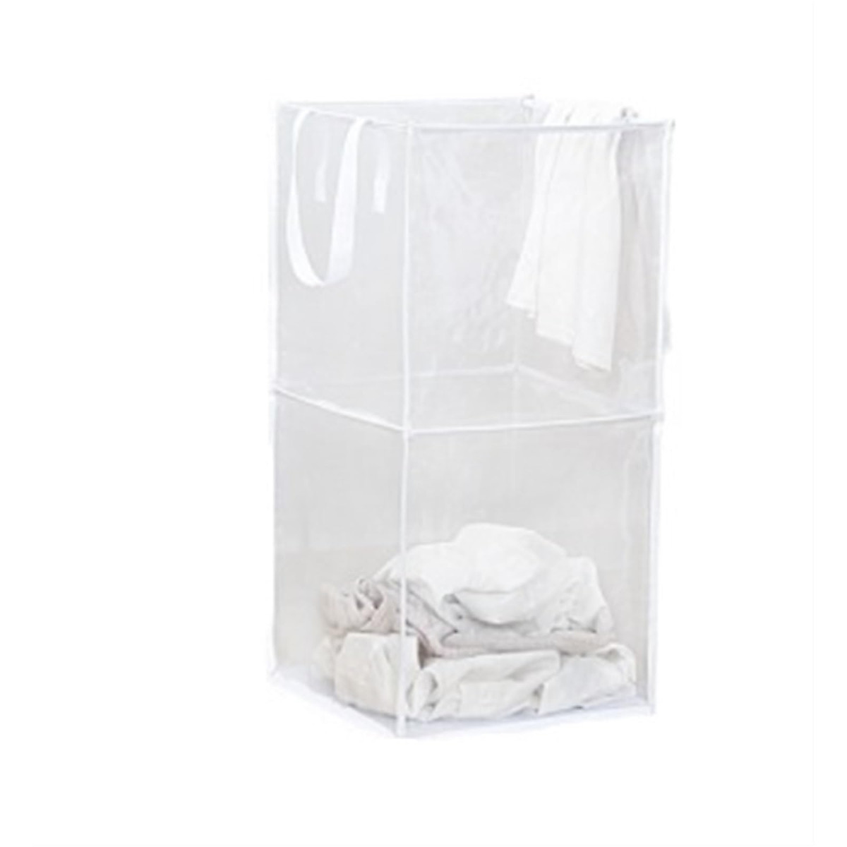 Folding Laundry Basket Organizer Dirty Clothes Bathroom Clothes Mesh Storage Bag Household Wall Hanging Basket Frame(White,Large)