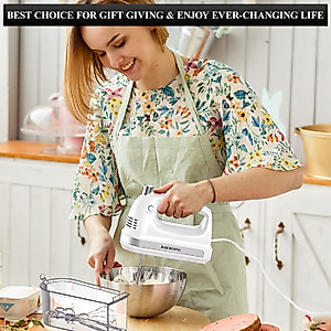 BAIGELONG Hand Electric Mixer, 300W Ultra Power Food Kitchen Mixer with 5 Self-Control Speeds + Turbo Boost, 5 Stainless Steel Attachments Handheld Mixer for Baking, Black