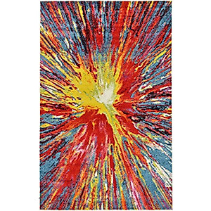 Unique Loom Lyon Collection Modern Abstract Tie-Dye Fireworks Area Rug, 5 x 8 Feet, Multi/Blue