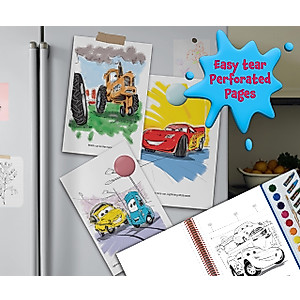 Disney / Pixar Cars Deluxe Poster Paint & Color - Coloring Book for kids, 80 illustrations, 10 watercolor paints, 12 crayons, 1 paint brush