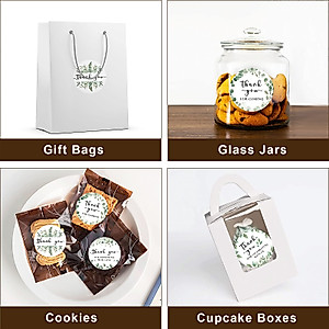 80 Greenery Frames Thank You Stickers, Watercolor Green Leaves Stickers, Perfect for Wedding, Bridal Shower, Baby Shower, Birthday Party Favors(2 Inch)