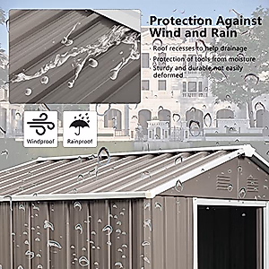 KELRIA 6ft x 5ft Outdoor Metal Storage Shed with Window, Outdoor Storage Shed with Lockable Sliding Doors, Floor Frame, Sun Protection, Waterproof Tool Storage Shed for Patio, Lawn,Backyard, White