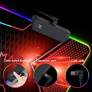 RGB Gaming Mouse Pad, DINKY Large Extended Soft Led Mouse Pad with 14 Lighting Modes, Water Resist Keyboard Pad, Computer Keyboard Mousepads Mat 35.4×15.8 inches-Cool Gaming