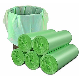 Biodegradable Trash Bags - YUEYA 2.6 Gallon 100 Count Garbage Bags for Home, Kitchen, and Yard Waste Disposal (Green)
