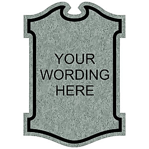 ComplianceSigns.com 10"x7" Plaque Shaped Engraved Custom Sign with Adhesive Strips, Engraved Plastic with Acrylic Core, Black on Marbled Platinum