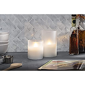 5-in D x 8-in H Hand Poured Wax Candle in Frosted Glass with Exclusive Illumaflame™ Glow