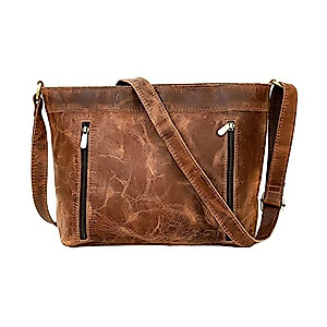 Concealed Carry Delaney Distressed Leather Crossbody Bags for Women-Vintage Leather Multi Pocket Shoulder Sling Womens Purses and Handbags by Vintage Couture