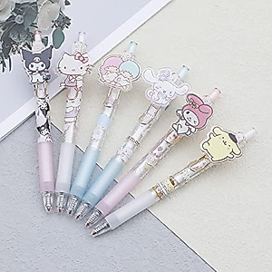 G-Ahora 6pcs Cartoon Kitty Ballpoint Pens Kawaii Kitty Cat Gel Pens Black Ink 0.5mm School Supplies(Gel-slo A)