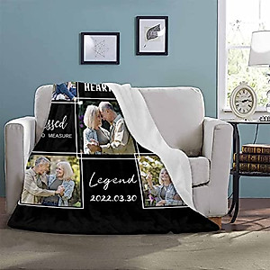 Custom Memorial Blankets with Photos, Personalized in Loving Memory Picture Name Date Blanket - Sympathy Blanket for Loss of Mom Dad Grandmother Grandfather Pet 60 x 80 Inches