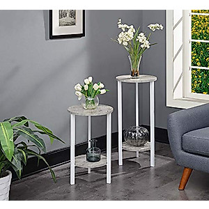 Convenience Concepts Graystone 31 inch 2 Tier Plant Stand, Faux Birch/White