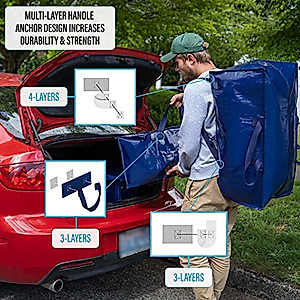 VENO 8 Pack Heavy Duty Extra Large Moving Bags W/Backpack Straps Strong Handles & Zippers, Storage Totes For Space Saving, Fold Flat, Alternative to Moving Box (Blue, 8 Pack)