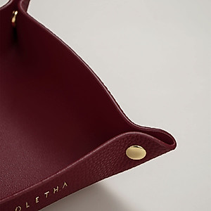 OLETHA Small Foldable Valet Tray - Aesthetic Desk Organizer for Home, Office & Travel - Portable Catch All Bowl for Keys, Jewelry & Essentials - Red