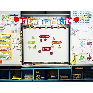 WaaHome Welcome Banner for Classroom Decorations, Pencil Welcome Back to School Bulletin Board Cutouts Set for Kindergarten Elementary Middle School Classroom Party Decorations Favors Teacher Supplies