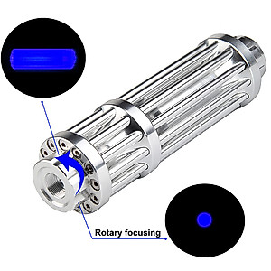 GDSZJLJ Blue High Power Flashlight, Long Range Adjustable Focus, Tactical Handheld Light with Starlight Cap, Suitable for Hiking, Camping, Outdoor, Fishing, Camping Hiking, Travel