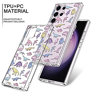 Bicol Galaxy S23 Ultra Case - Cute Dinosaurs Design, 16ft Drop Tested, Durable TPU Bumper for Women & Girls