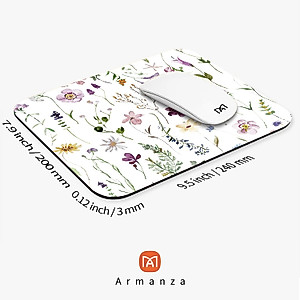 Armanza Square Mouse Pad Beautiful Flowers Plants, Personalized Premium-Textured Custom Mouse Mat Design , Washable Mousepad Lycra Cloth , Non-Slip Rubber Base Computer Mouse Pads for Wireless Mouse