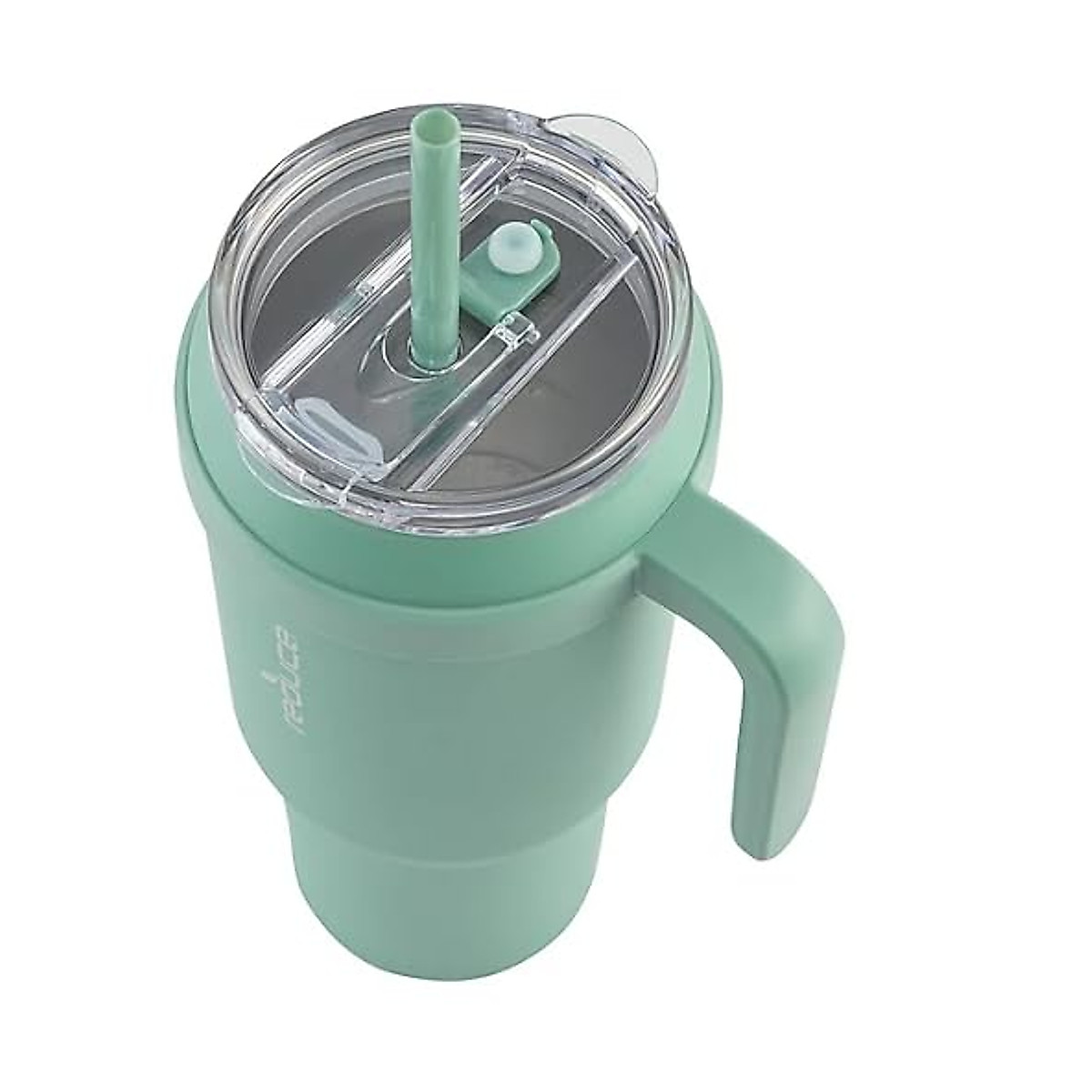 REDUCE 50 oz Mug Tumbler with Handle & Straw - Stainless Steel with Sip-It-Your-Way Lid - Keeps Water Cold up to 50 Hours - SweatProof, Dishwasher Safe, BPA Free - 2 Pack, Green / Beige