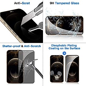Intermerge 2 Pack Privacy Screen Protector for iPhone 12 Pro Max, Premium 4D Curved Edge to Edge Full Coverage Privacy Tempered Glass Screen Protector for Apple iPhone 12 Pro Max