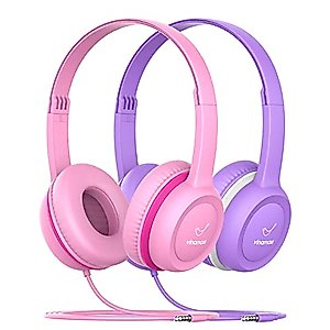 vinamass Kids Headphones, Wired Headphones with 85dB Volume Limiting, 3.5mm Jack Adjustable On Ear Headphones for Kids, Boys, Girls, Study, School