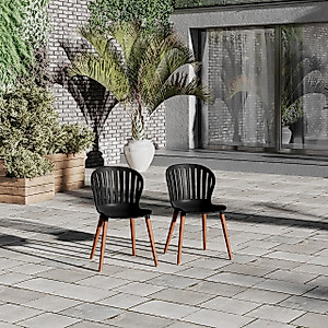 Amazonia | Ideal for Patio and Outdoors, Black Beira 4-Piece Dining Chairs | Eucalyptus Wood