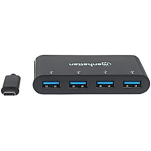 Manhattan 4-Port USB 3.0 Hub – with 5 Gbps Data Transfer, 1A Mobile Device Charging, 8 inch Cable – Compatible with PC, MacBook, Mac Pro, Mac mini, iMac, Surface Pro, Flash Drive - 162746