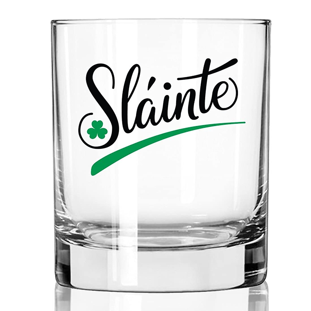 Toasted Tales - St Patrick's Day - SLAINTE with Clover Leave Printed on Whiskey Glasses | St Pattys Glasses for Party Decorations | Home Decor Wine Glasses | Irish Gifts | Mens & Womens Gift (11 oz)