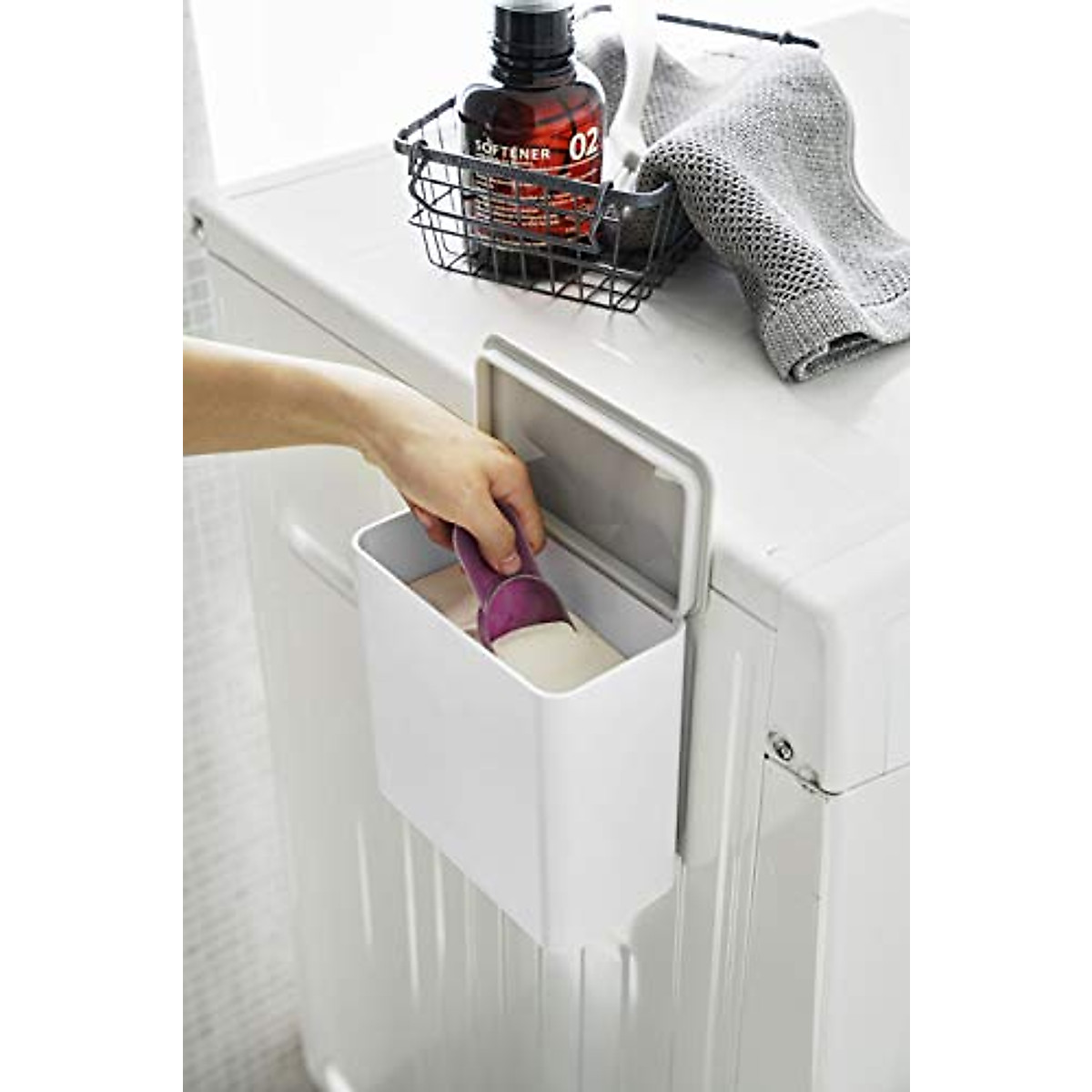 Yamazaki Home Plate Magnetic Detergent Pod Container closet storage and organization systems, One Size, White